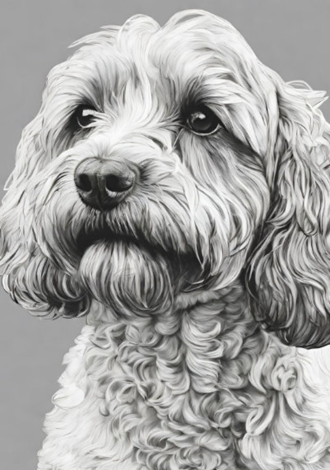Cockapoo Line Drawing Prints, Greyscale, Wall Art, Digital Downloads ...