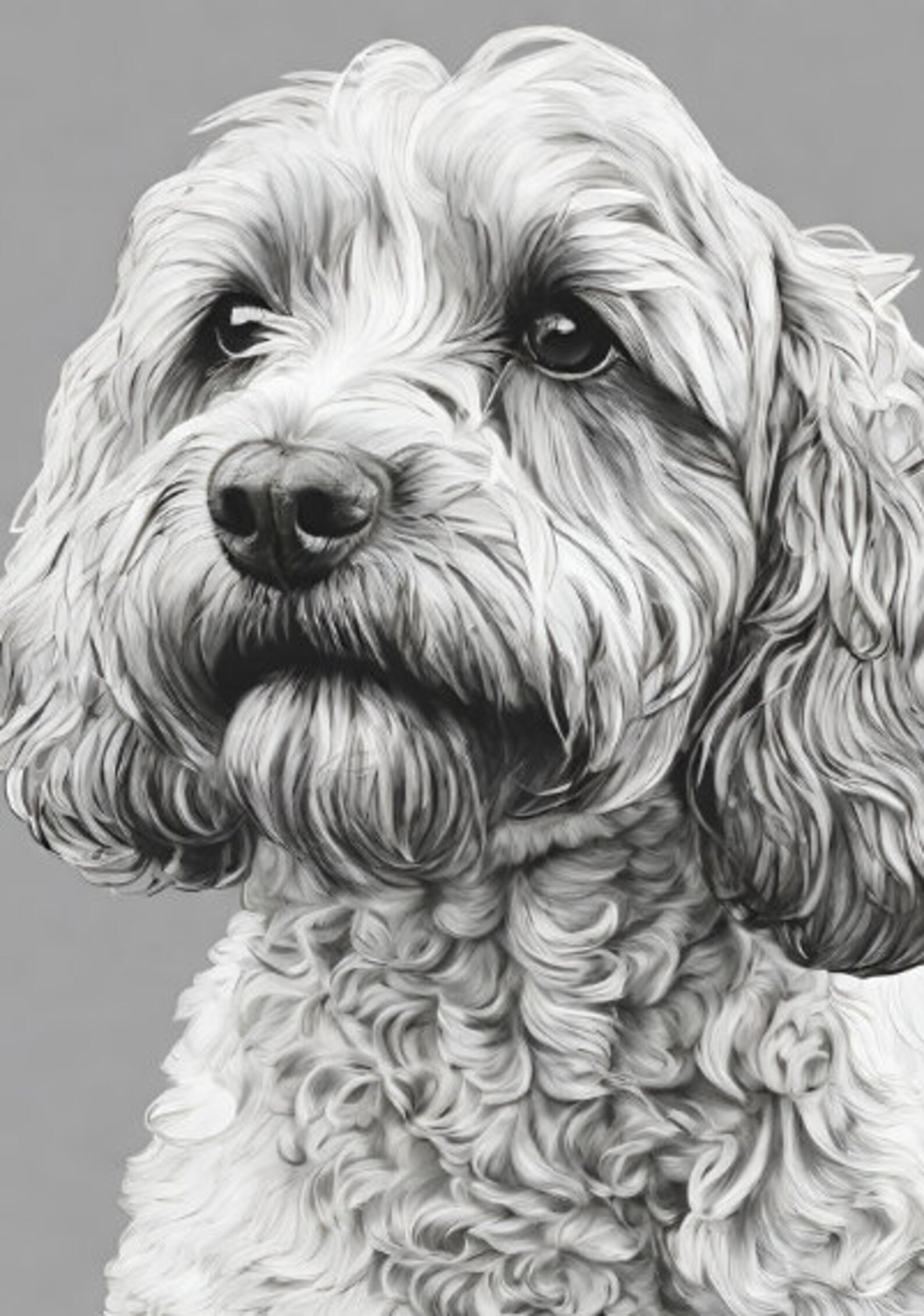 Cockapoo Line Drawing Prints, Greyscale, Wall Art, Digital Downloads ...