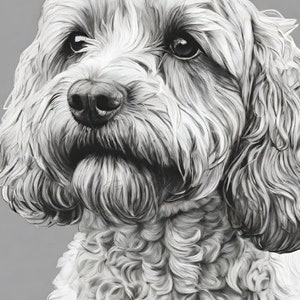 Cockapoo Line Drawing Prints, Greyscale, Wall Art, Digital Downloads ...
