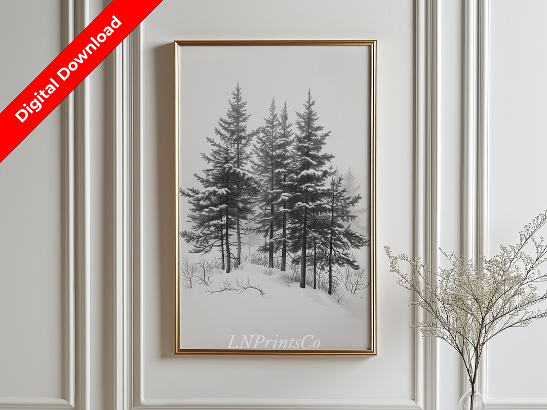 Trees in the Snow - Printable Art - Etsy