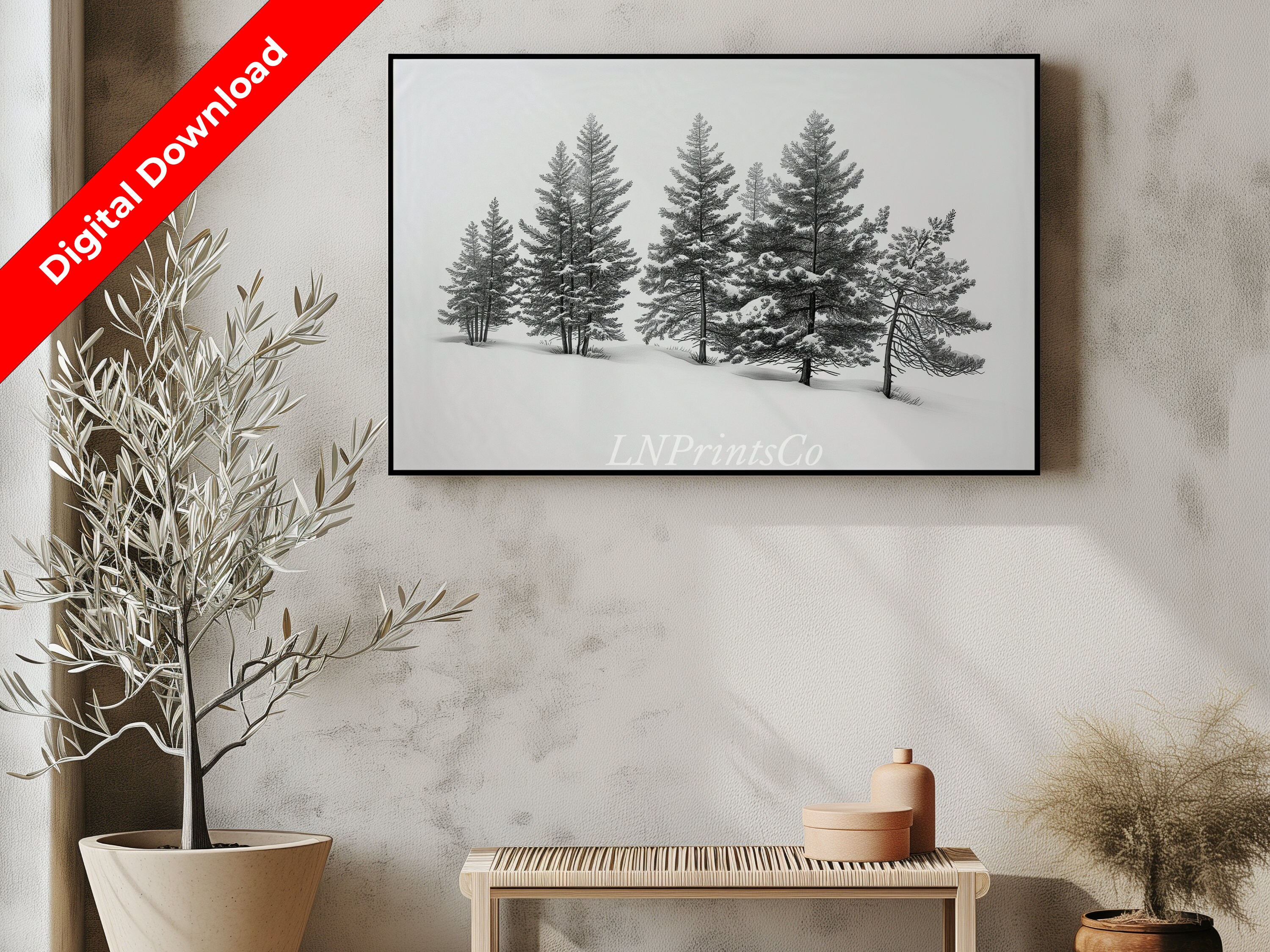 Trees in the Snow - Printable Art - Etsy