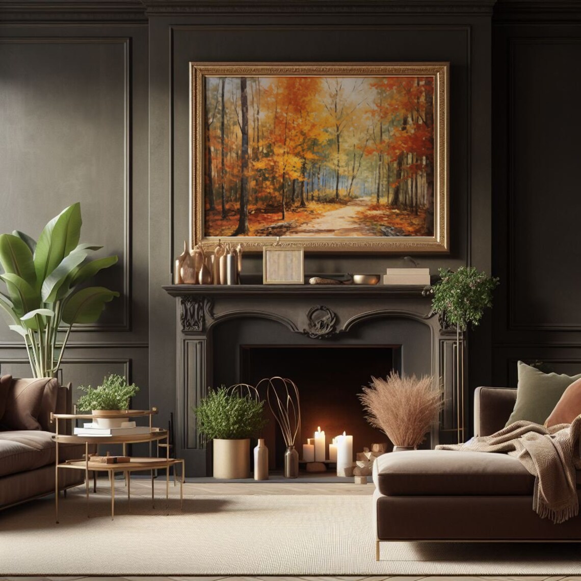 Fall Digital Oil Painting Autumn Printable Art Fall Trees Printable ...