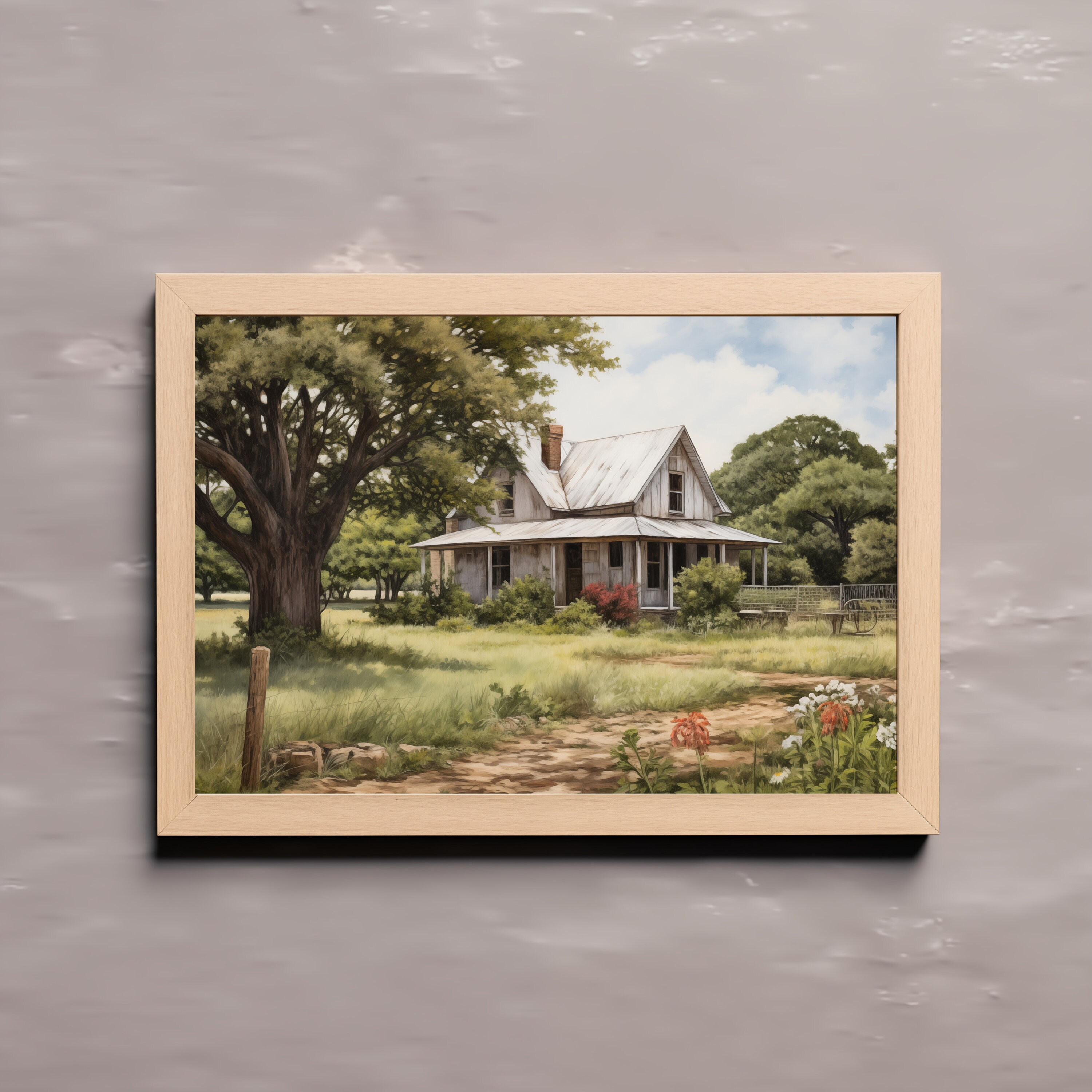 Farmhouse Digital Oil Painting Farmhouse Printable Art Farm Scenery ...