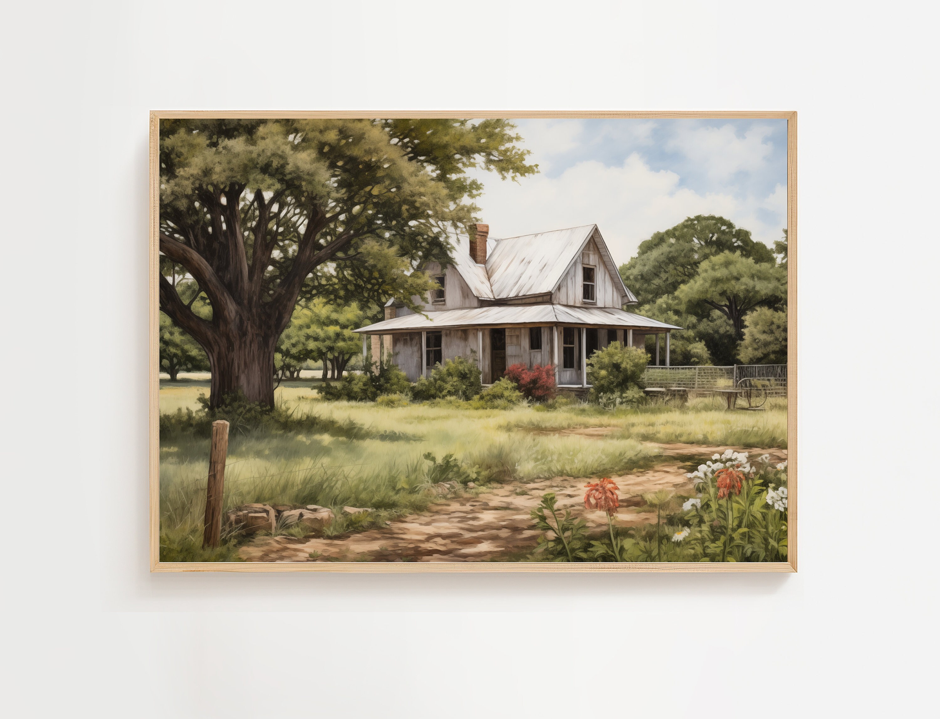 Farmhouse Digital Oil Painting Farmhouse Printable Art Farm Scenery ...