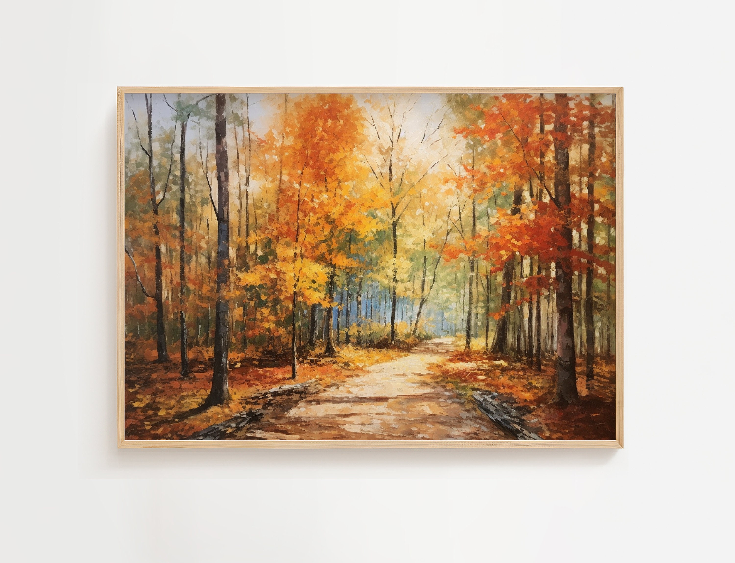 Fall Digital Oil Painting | Autumn Printable Art | Fall Trees Printable ...