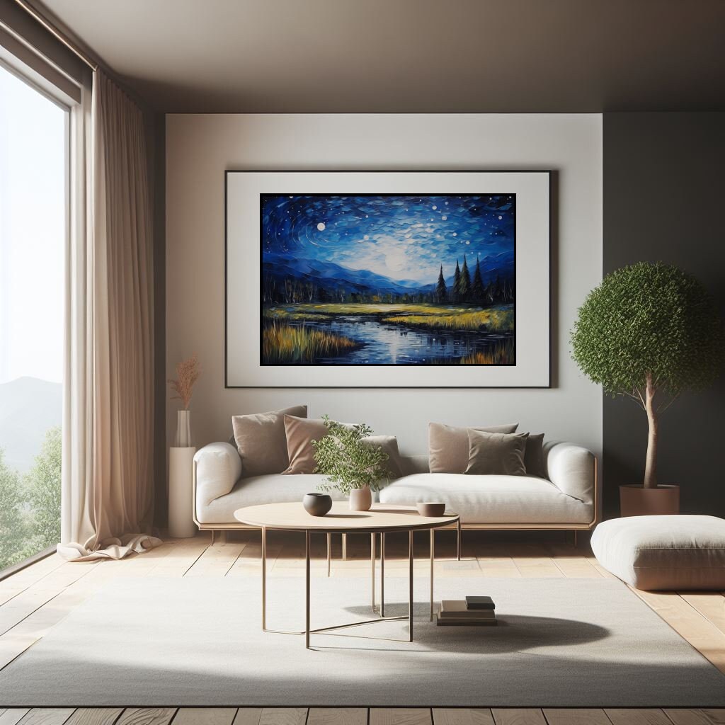 Vintage Star Digital Oil Painting | Printable Wall Art | Night Stars ...