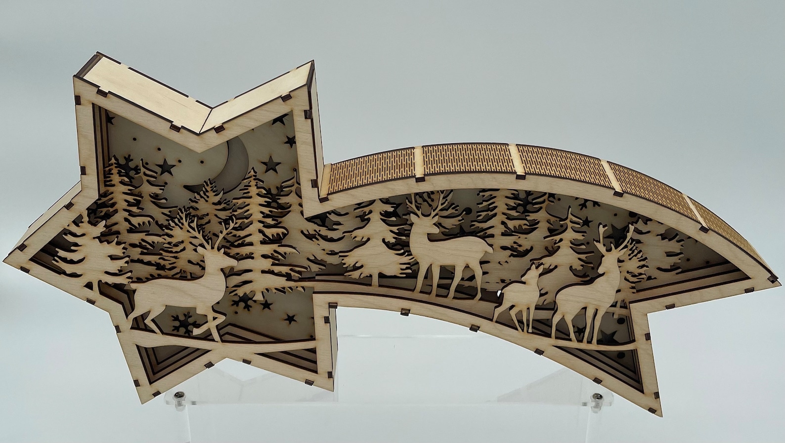 Deers in the Forest Multilayered Wood Light Box Shadow Box Star of ...