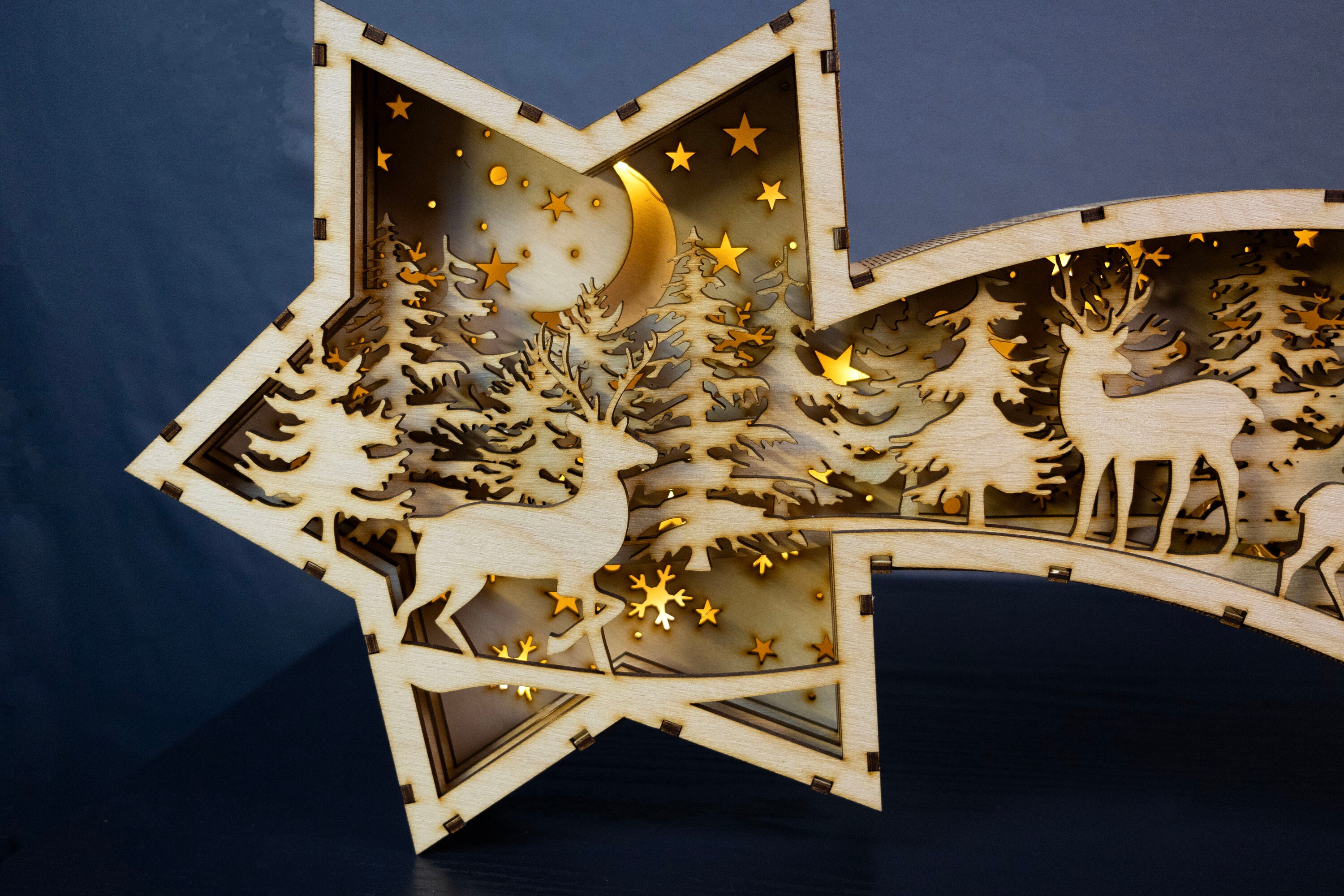 Deers in the Forest - Multilayered Wood Light Box - Shadow Box - Star ...