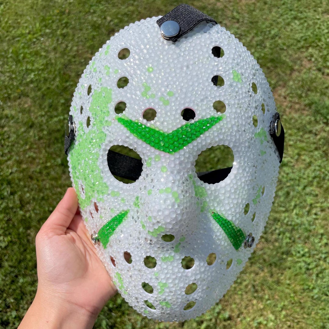 Glow in the Dark, Bedazzled Jason Friday the Thirteenth Mask︱bling Halloween Mask | Rhinestone ...