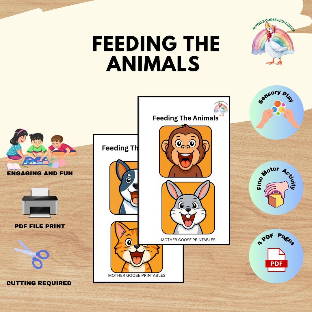 Feed the Animals - Printable PDF Download Only - Sensory Play Activity ...