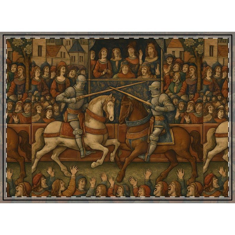 Medieval Knight Jousting Tapestry: Woven Rustic Home Decor - Etsy