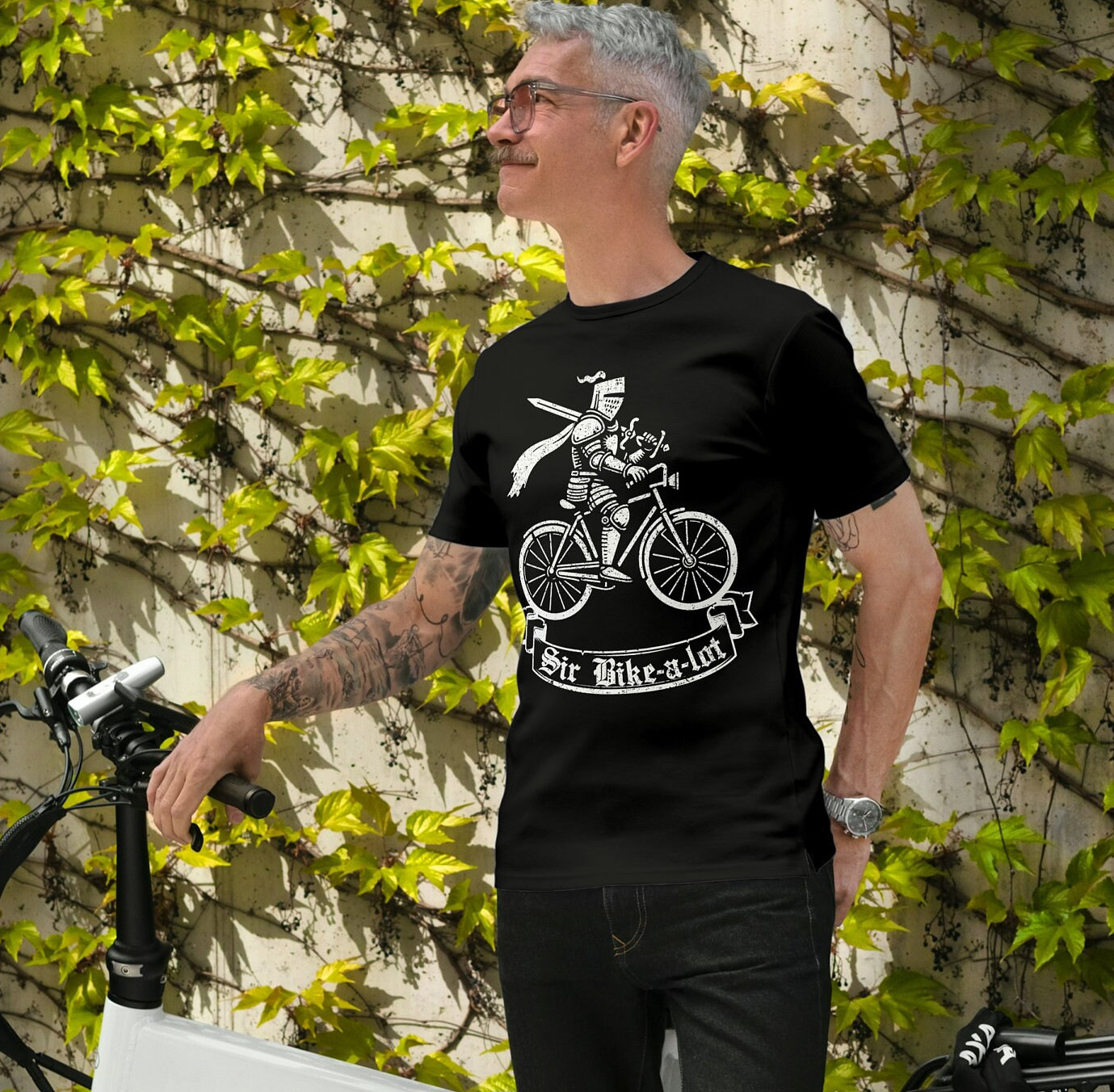 Knight With Sword in Full Armor on Bicycle - Sir Bike-a-lot - T-shirt ...