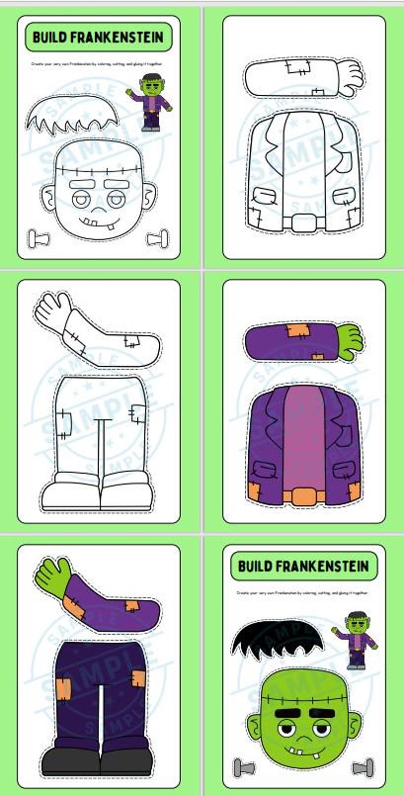 Build Frankenstein Coloring Printable Worksheet - Etsy