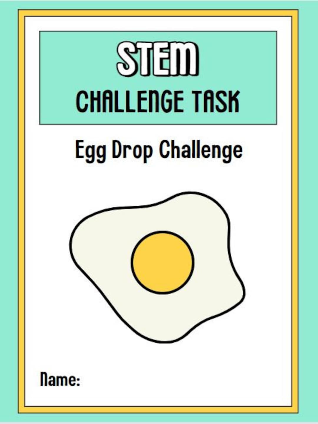 STEM Egg Drop Challenge 5 Page Printable - Etsy