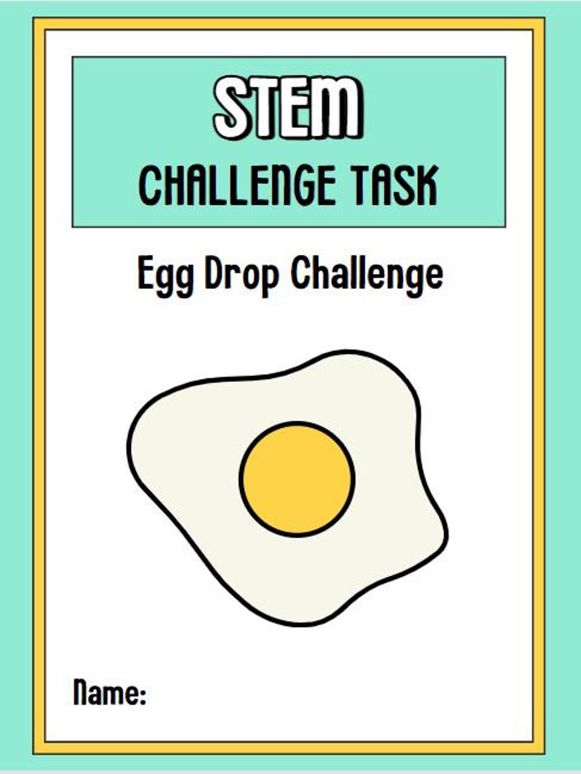 STEM Egg Drop Challenge 5 Page Printable - Etsy