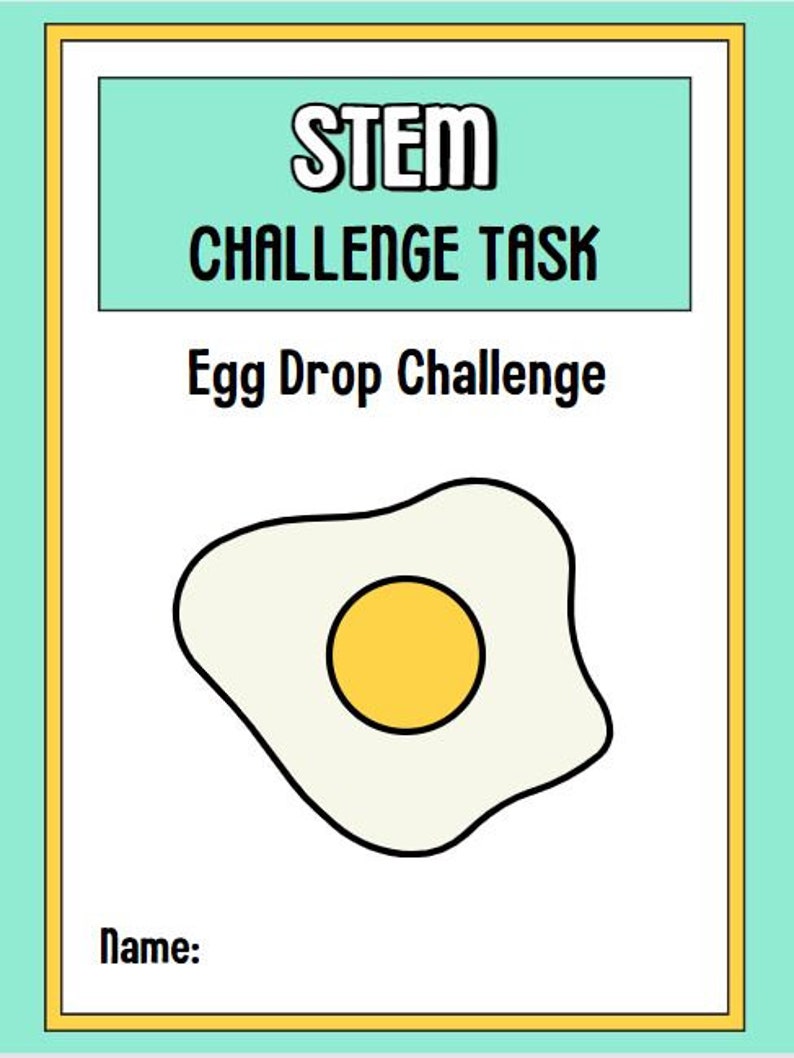 STEM Egg Drop Challenge 5 Page Printable - Etsy