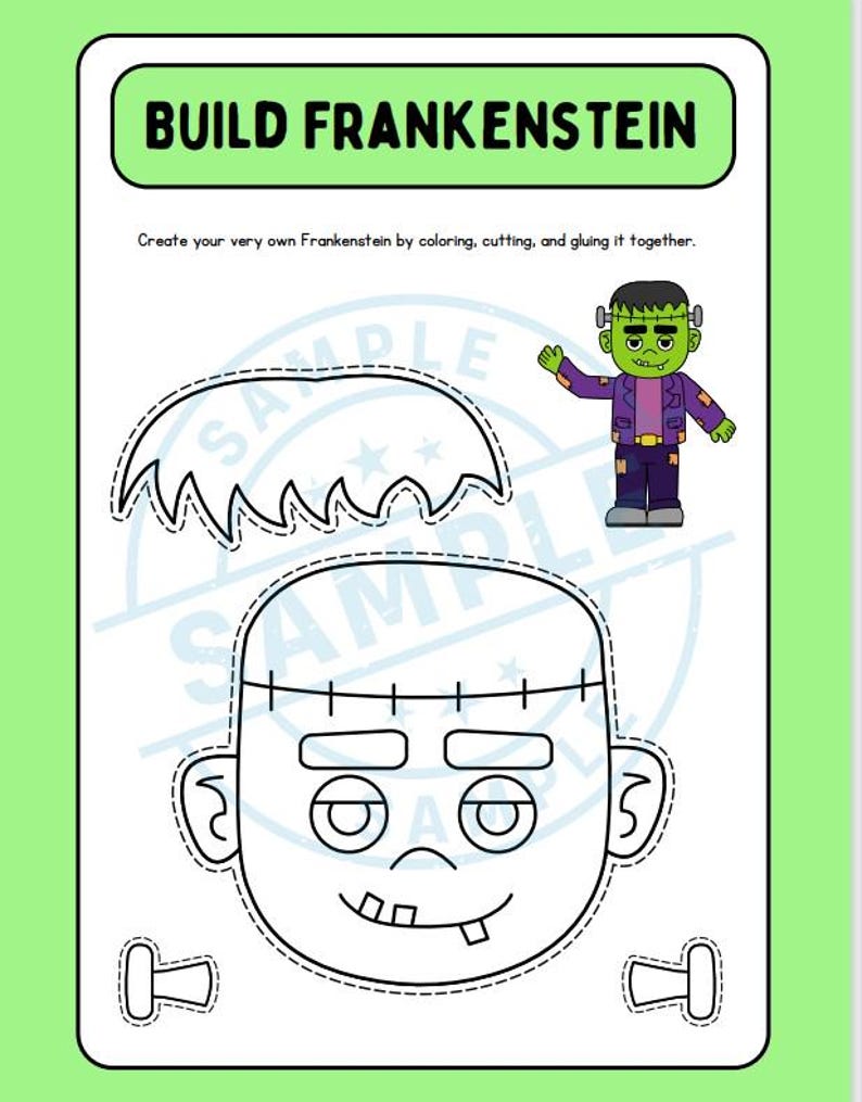Build Frankenstein Coloring Printable Worksheet - Etsy