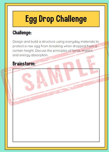 STEM Egg Drop Challenge 5 Page Printable - Etsy