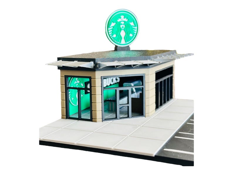 Die Cast Diorama | 3D Printed Restaurant | Starbucks Diorama | 1/64 ...