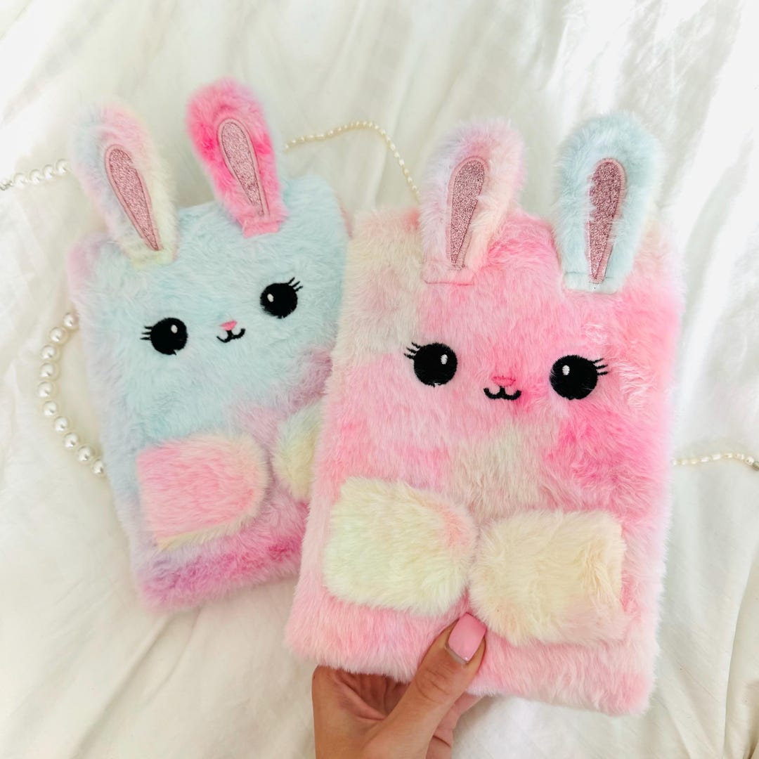 Fuzzy Girl's Super Cute Plush Rabbit Diary Writing Journal Daily ...