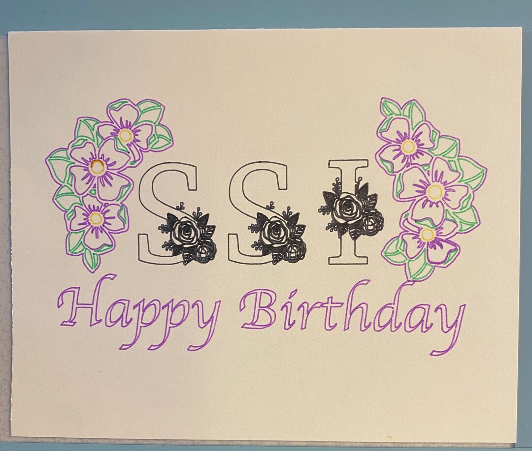 Monogram Birth Flower Card - Etsy