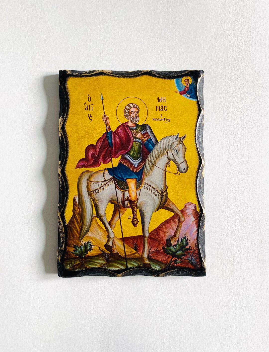 Saint Menas, St Mina Icon, San Mena, Egyptian Saints, Byzantine Icon - Etsy