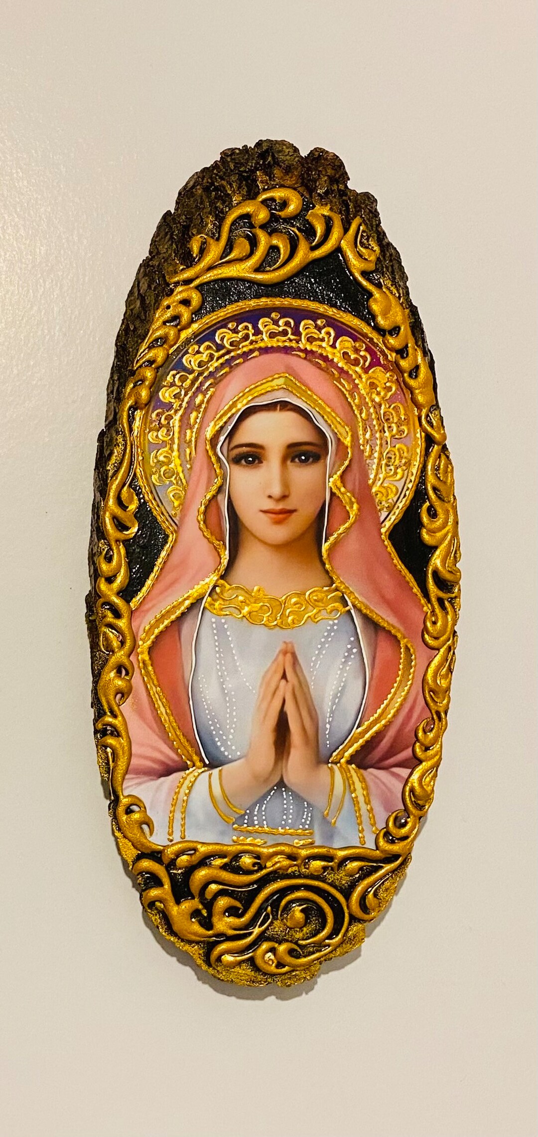 Virgin Mary Icon Panagia Praying, Handmade Greek Orthodox Icon ...