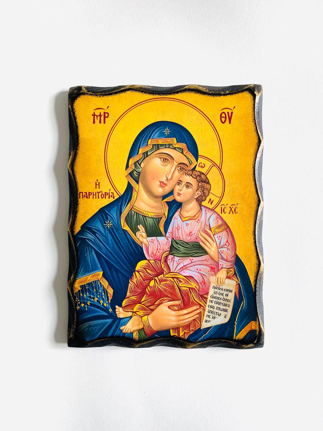 Virgin Mary the Sweet Kiss Orthodox Icon, St Mary Sweet Kissing ...