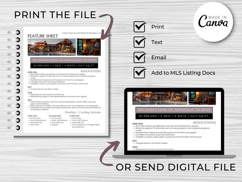 Listing Feature Sheet | Real Estate | Listing Info Sheet | Realtor ...