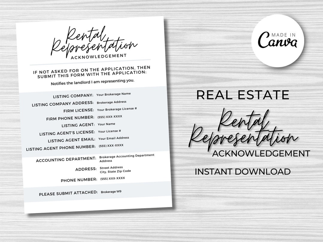 Rental Representation Acknowledgement Real Estate Templates Property ...