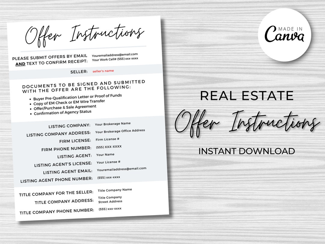 Submitting Offer Instructions | Real Estate Templates | Homebuying ...
