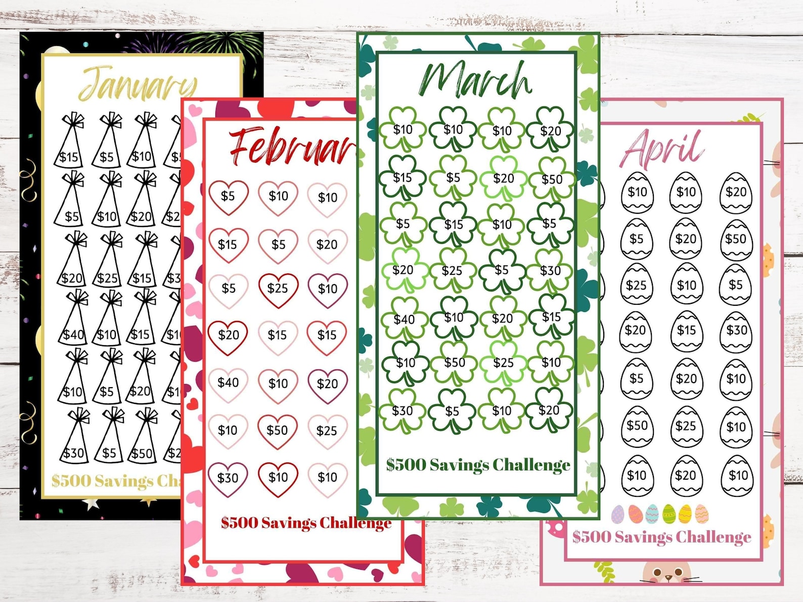 Monthly Savings Challenge Bundle Printable, Money Savings Challenge ...