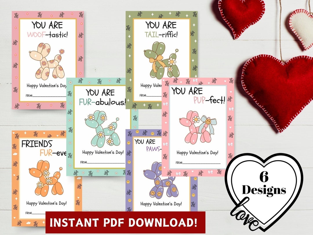 Balloon Dog Valentine Cards, Balloon Animal Valentine Day Cards ...
