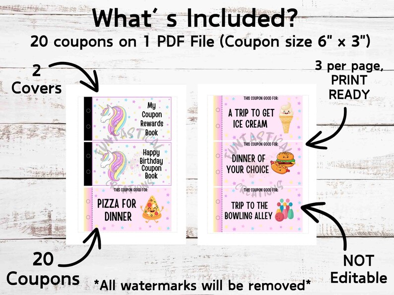 Printable Unicorn Reward Coupon Book for Kids (instant Download) - Etsy