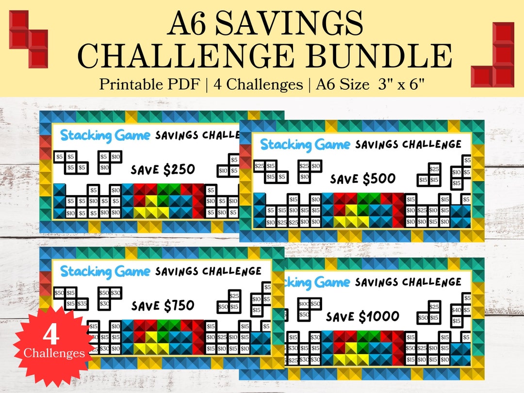 A6 Stacking Game Savings Challenge: Emergency Fund Tracker (digital ...