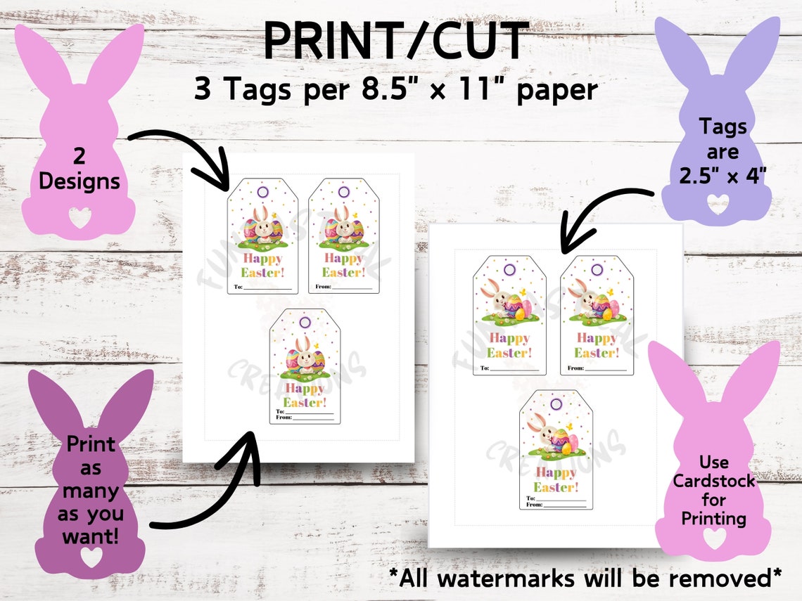 Printable Easter Basket Gift Tags, Charming and Colorful Treat Bag ...
