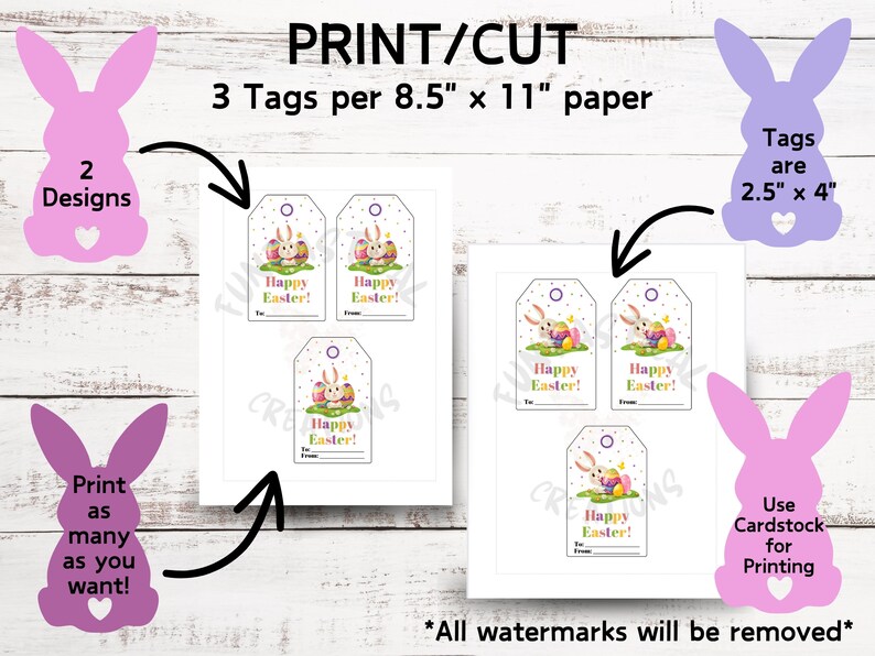 Printable Easter Basket Gift Tags, Charming and Colorful Treat Bag ...