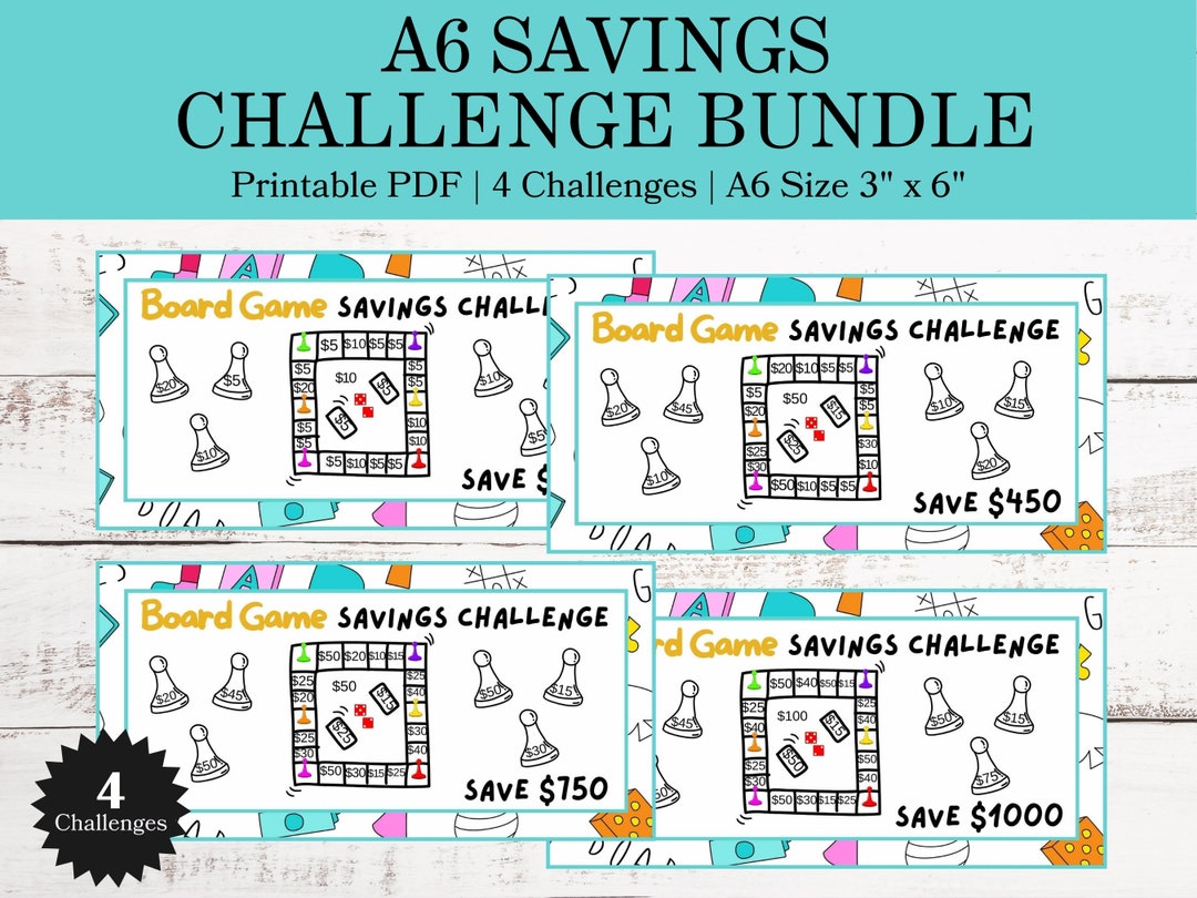 A6 Board Game Savings Challenge Bundle: Colorful Trackers (PDF ...