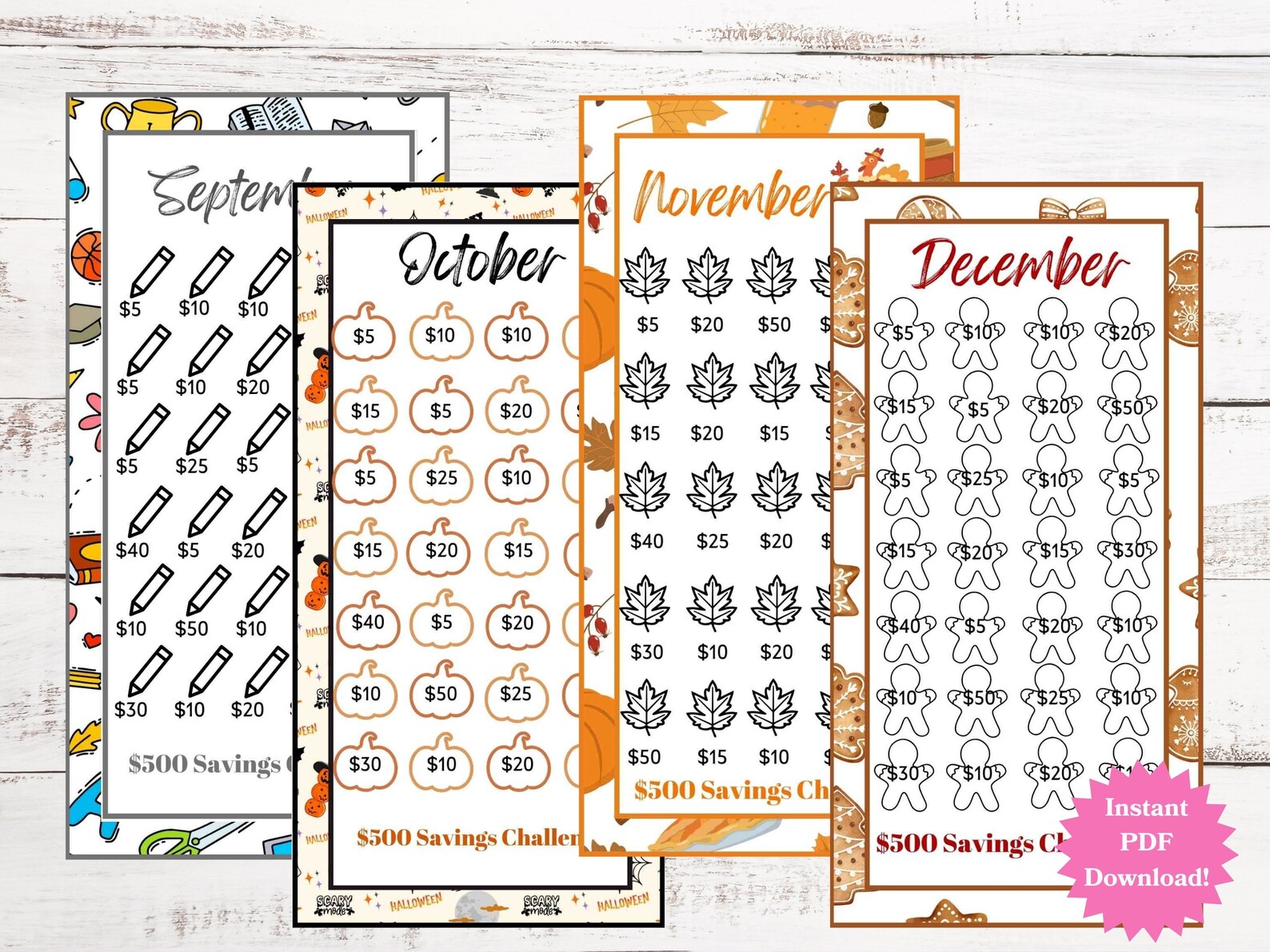 Monthly Savings Challenge Bundle Printable, Money Savings Challenge ...