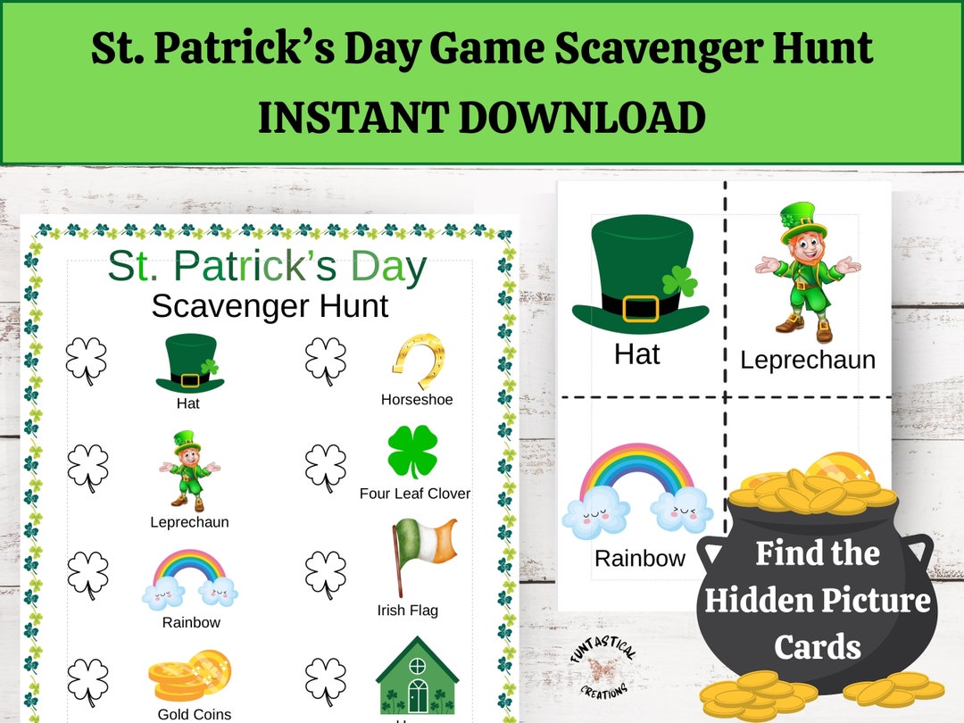 Printable St Patricks Day Scavenger Hunt Game, St. Patrick's Indoor ...