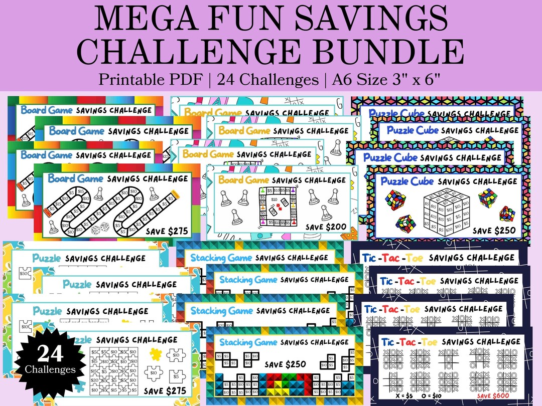 Mega Fun Savings Challenge Bundle Savings Challenge Printable Money ...