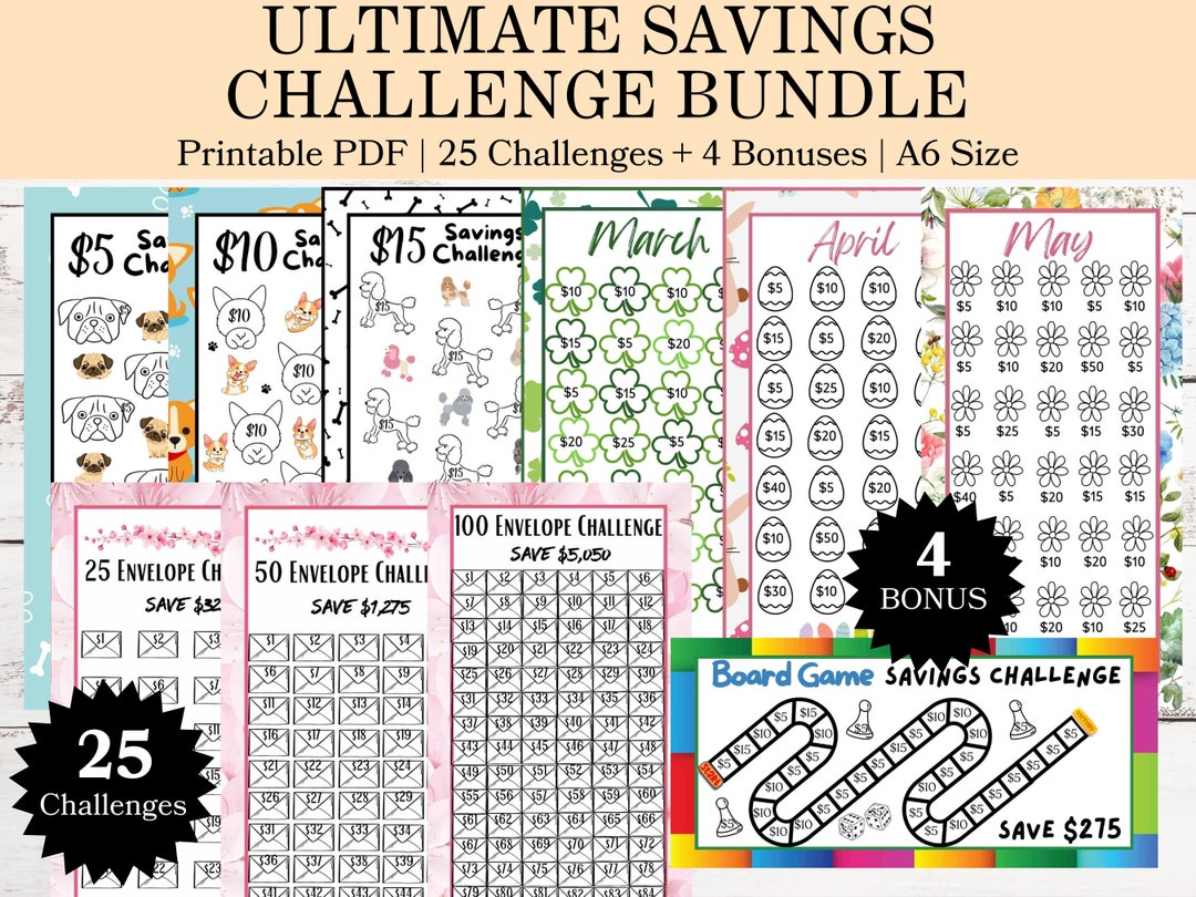 Ultimate Savings Challenge Bundle | Savings Challenge Printable | A6 ...
