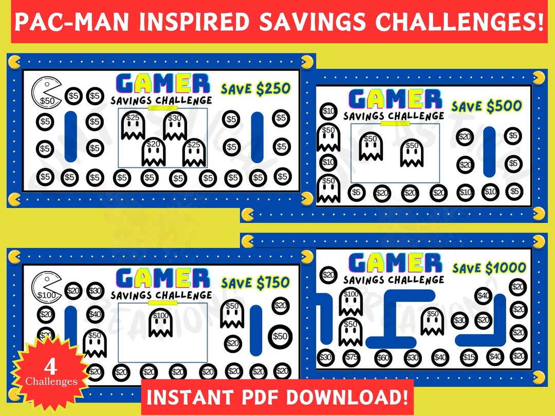 Pac-man Savings Challenge Printable Bundle: A6 Mini Money Tracker ...