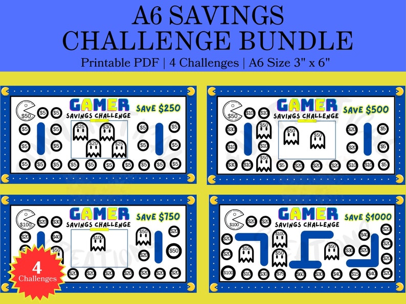 Pac-man Savings Challenge Printable Bundle: A6 Mini Money Tracker ...