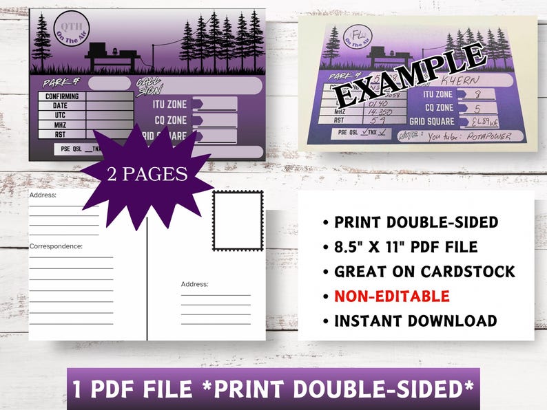 Printable Ham Radio QSL Card: Parks on the Air POTA (PDF) - Etsy
