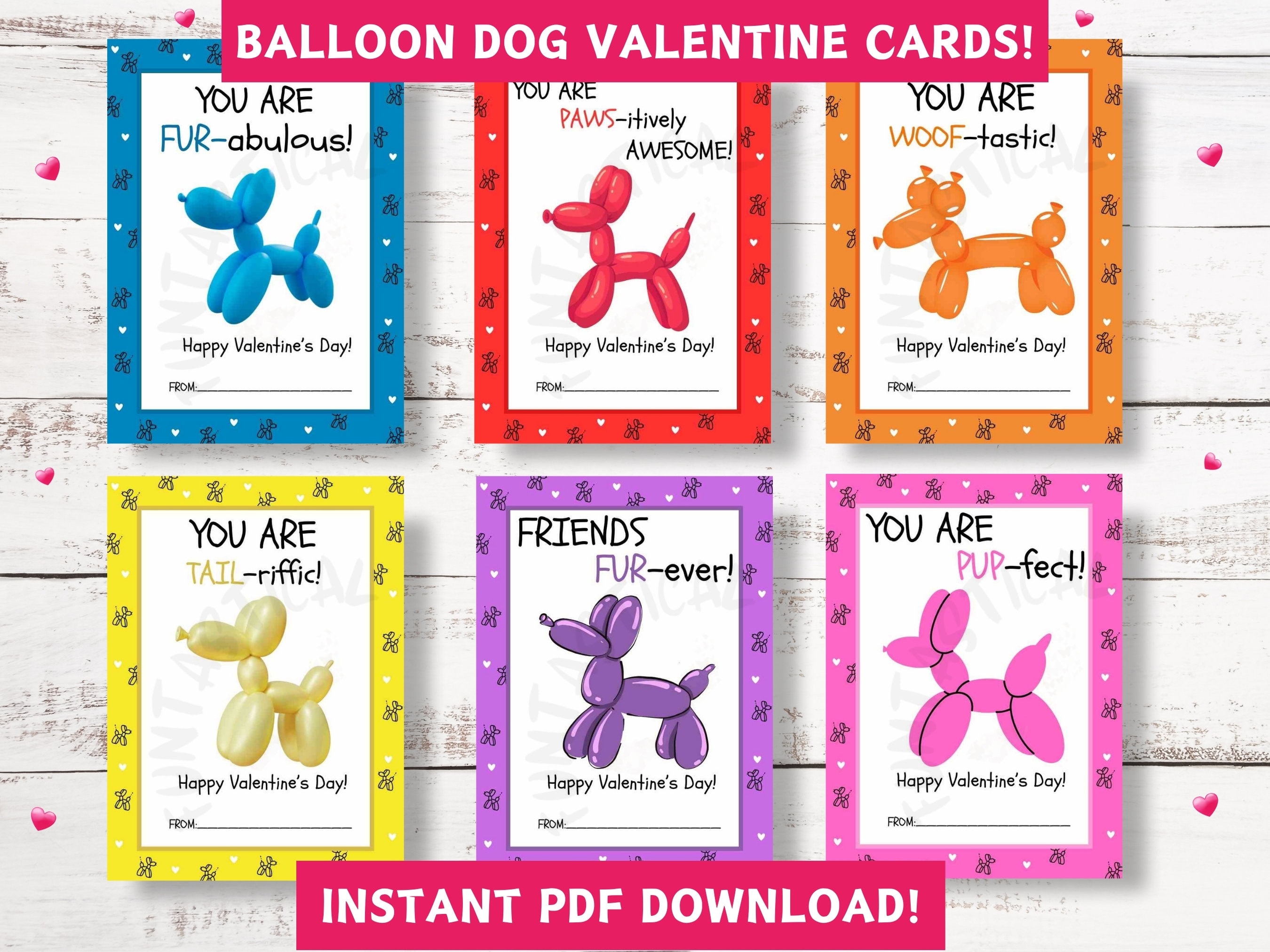 Balloon Dog Valentine Cards, Balloon Animal Valentine Day Cards ...