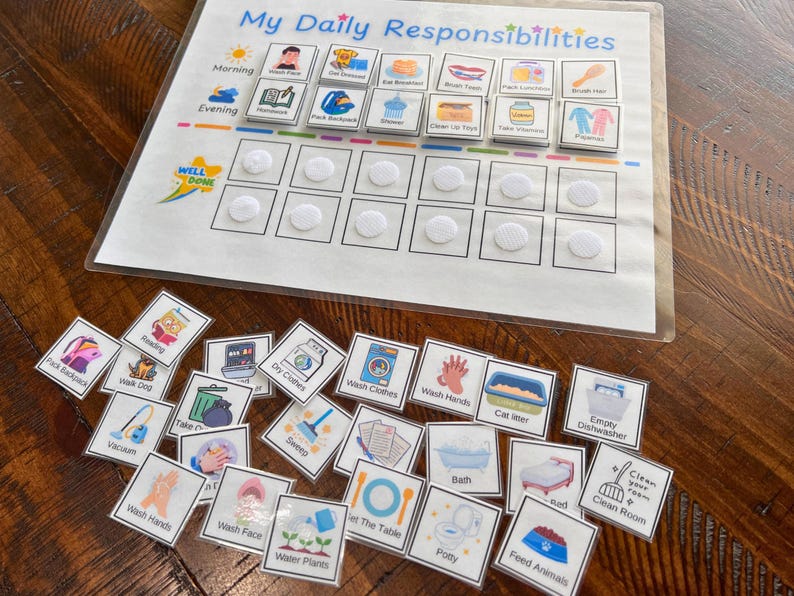 Visual Chore Chart: Daily Responsibilities, Morning & Evening Routine ...