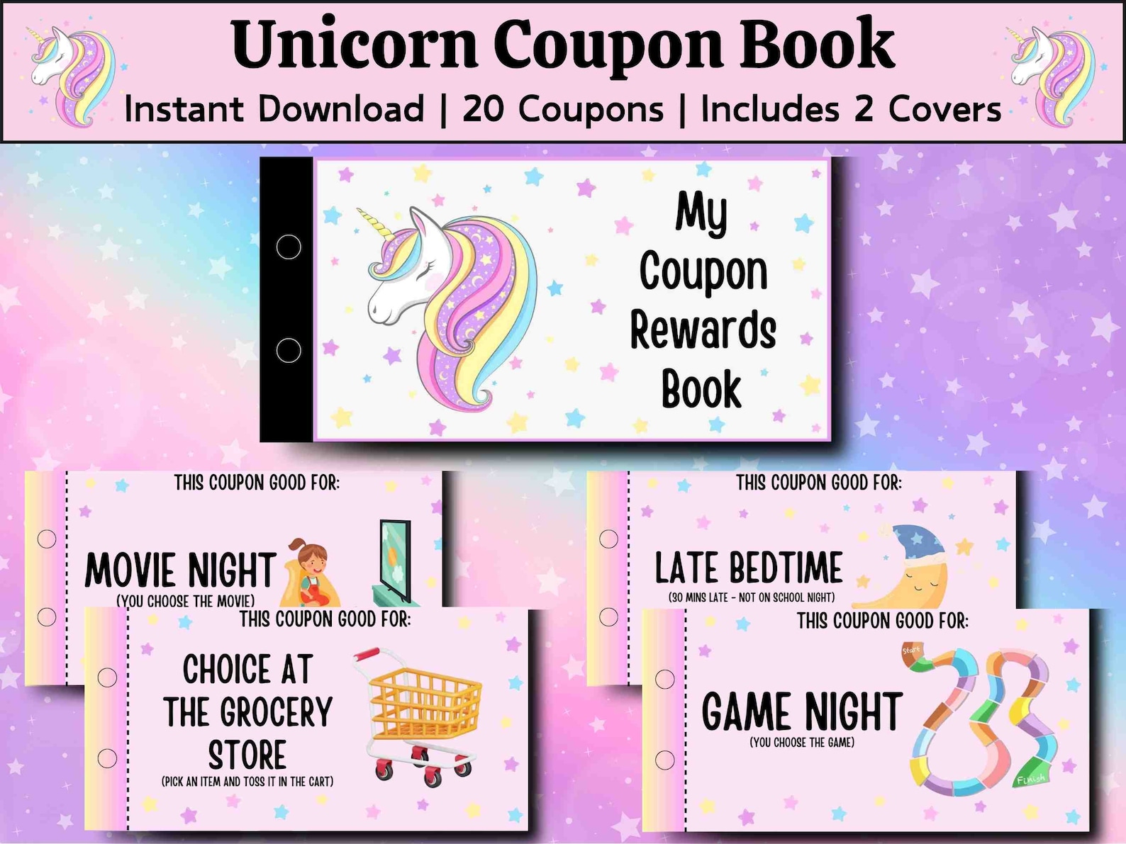 Coupon Book for Kids With 20 Coupons, Birthday Coupons for Kids, Reward ...