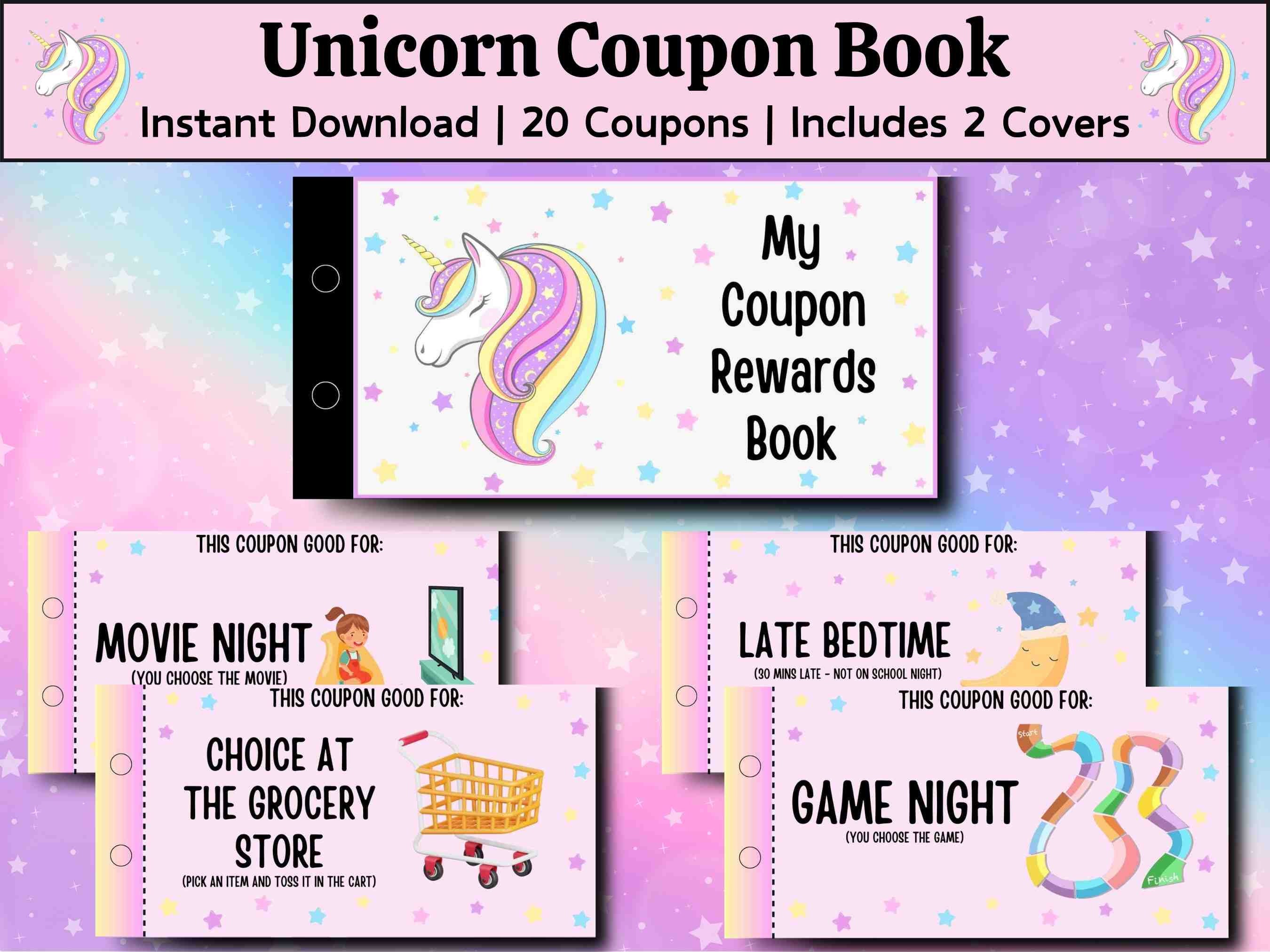 Printable Unicorn Reward Coupon Book for Kids (instant Download) - Etsy