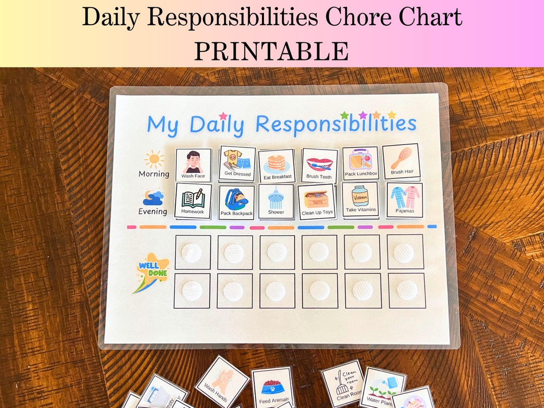 Visual Chore Chart: Daily Responsibilities, Morning & Evening Routine ...